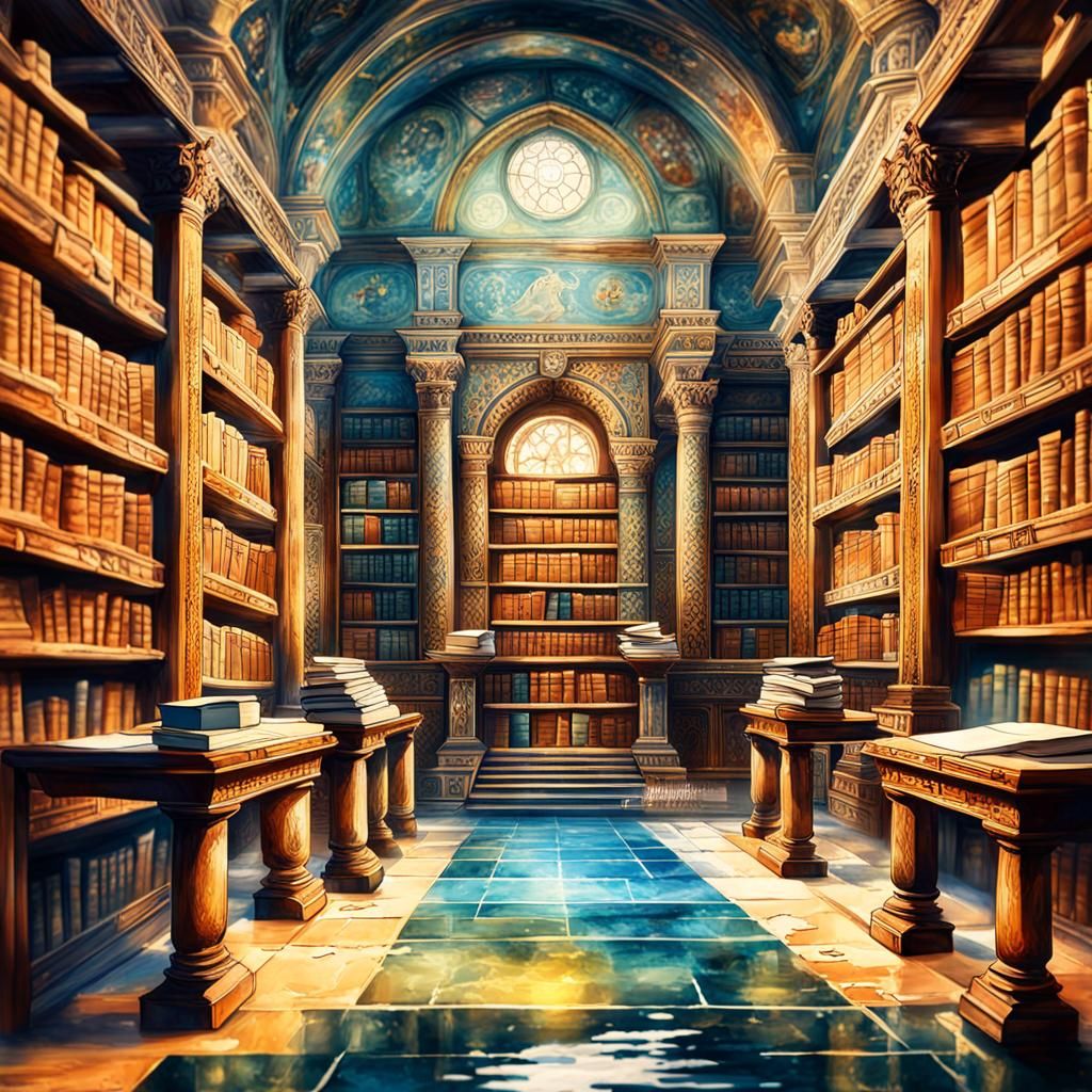 An ancient library of Ashurbannipal, seventh century, scrolls, old ...