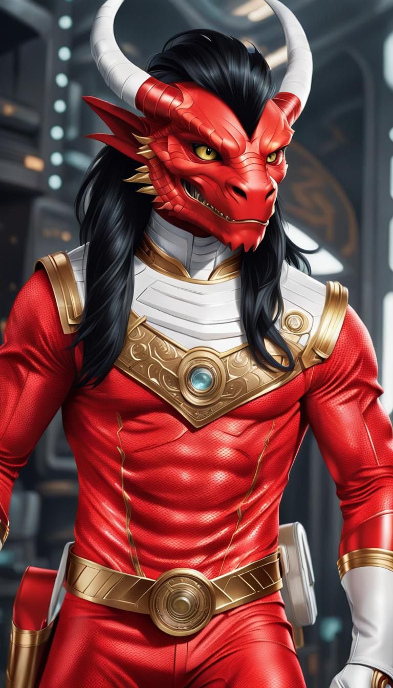 Red Zeo Dragon Ranger - AI Generated Artwork - NightCafe Creator