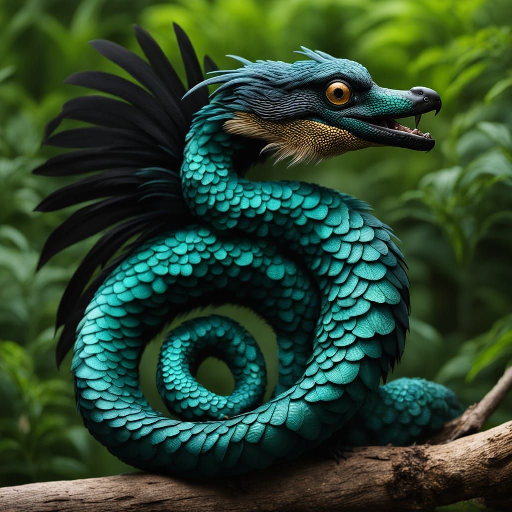 Quetzalcoatl, the winged serpent in Aztec belief,… A gorgeous winged ...
