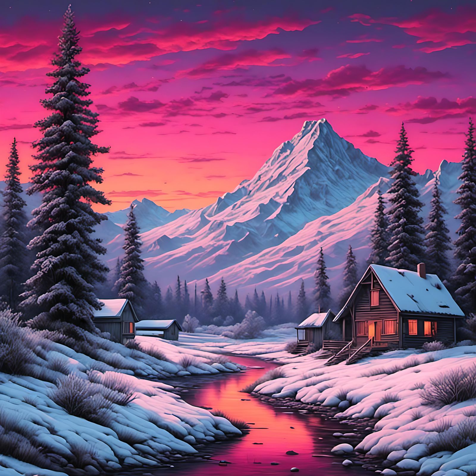 Snowscape - AI Generated Artwork - NightCafe Creator