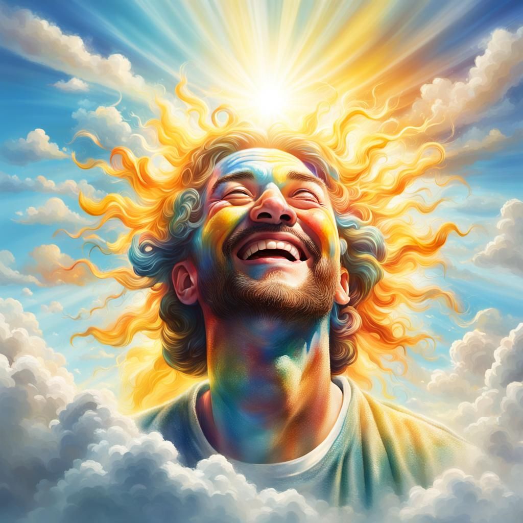 Fool's Day , people having fun, celebrating heavenly sunshine beams ...