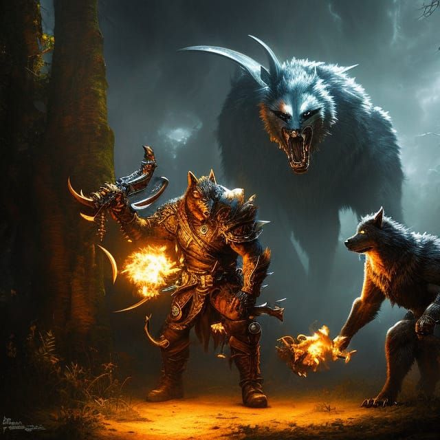 epic werewolf battle - AI Generated Artwork - NightCafe Creator