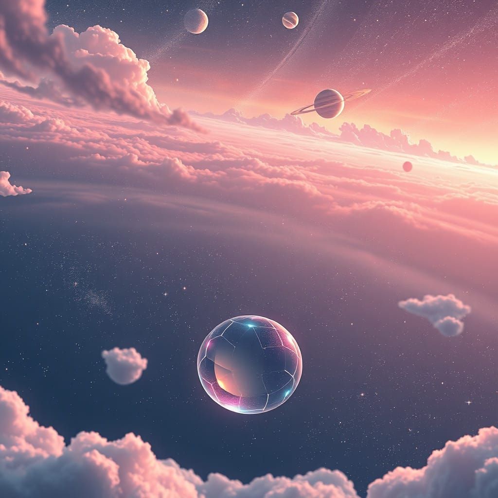 Cosmic Dreamscape in Vibrant Anime Style - AI Art