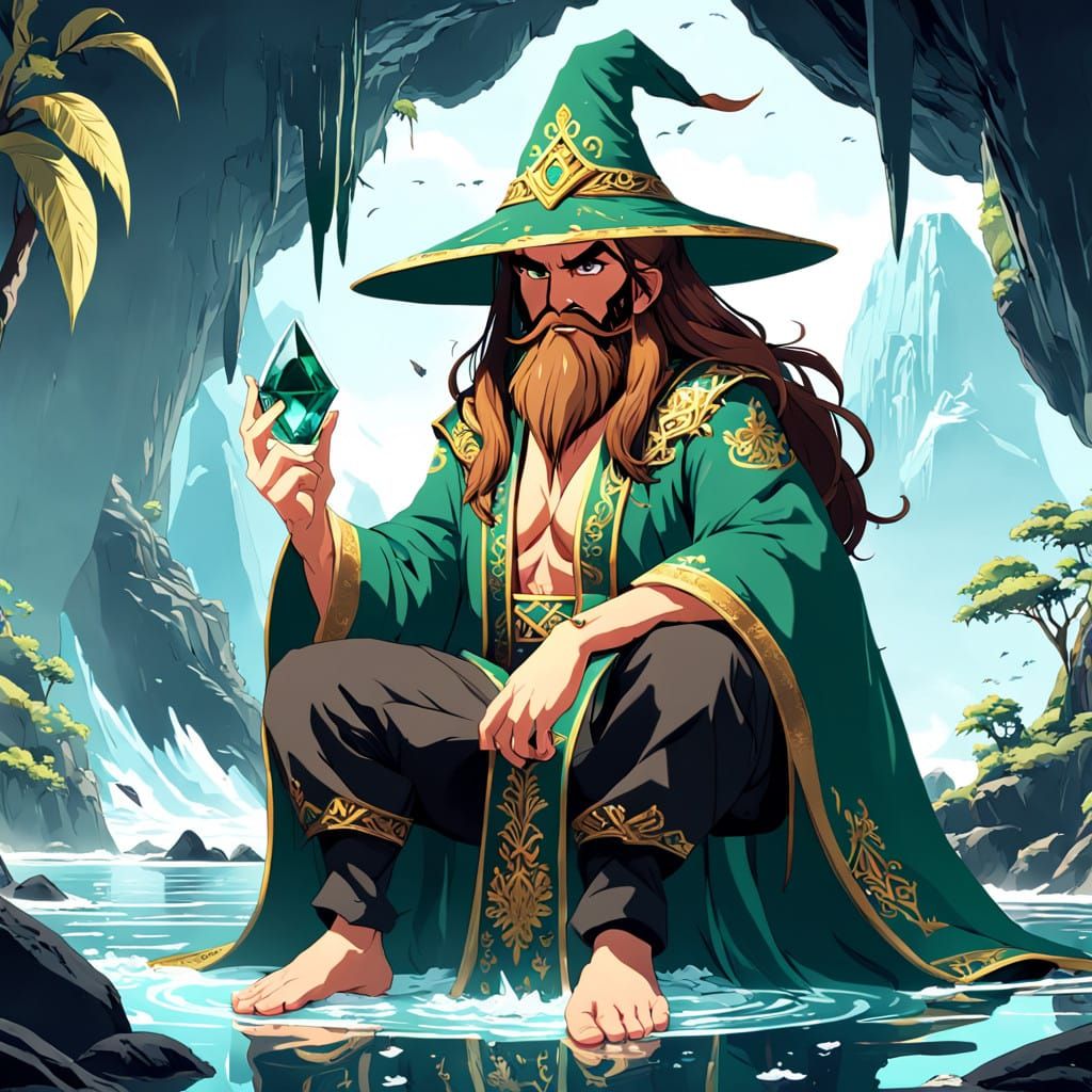 Anime Sage in Crystal Cavern Enclave - AI Art