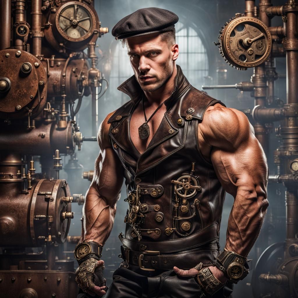 Young muscular steampunk - AI Generated Artwork - NightCafe Creator