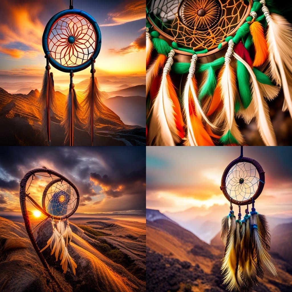 Beautiful hand crafted indian dream catcher, realistic detail, vivid ...