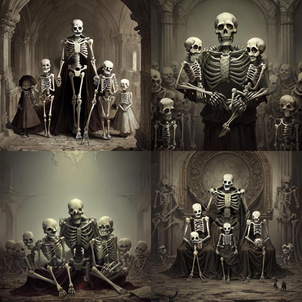 Skeleton Family - AI Generated Artwork - NightCafe Creator