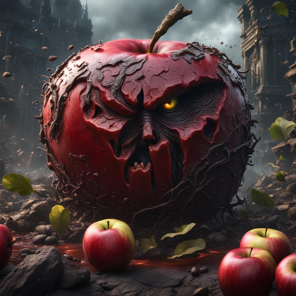 very angry apple - AI Generated Artwork - NightCafe Creator