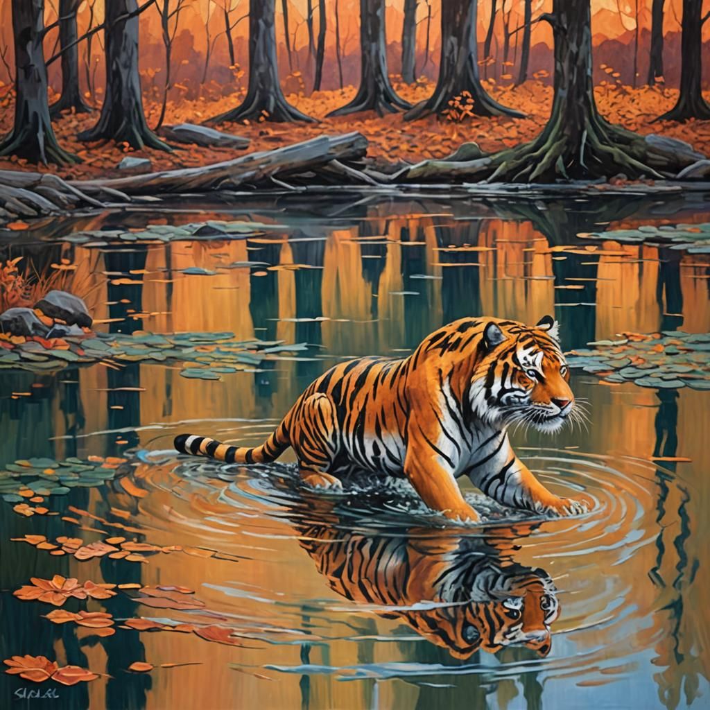 Autumn Tiger - AI Generated Artwork - NightCafe Creator
