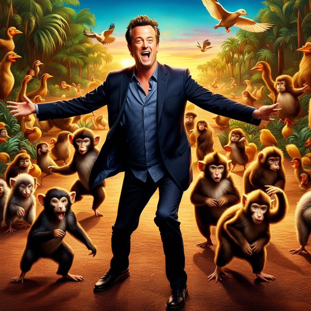 Matthew Perry Tribute - dancing among animals - AI Generated Artwork ...