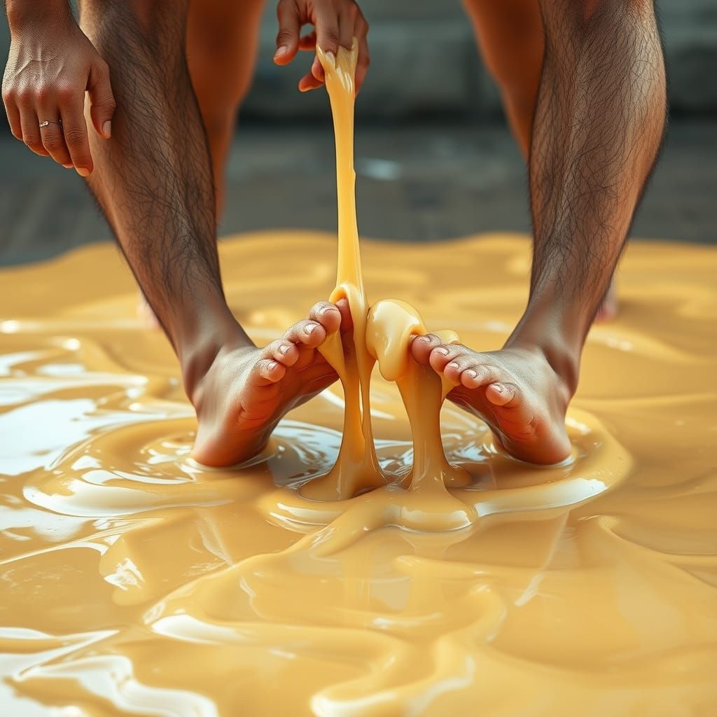 Glued Together - Men Struggle to Free Stuck Feet from Giant ...