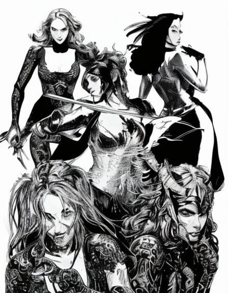 Sultry Female Heroes in Exaggerated Comic Book Sty... - AI Art