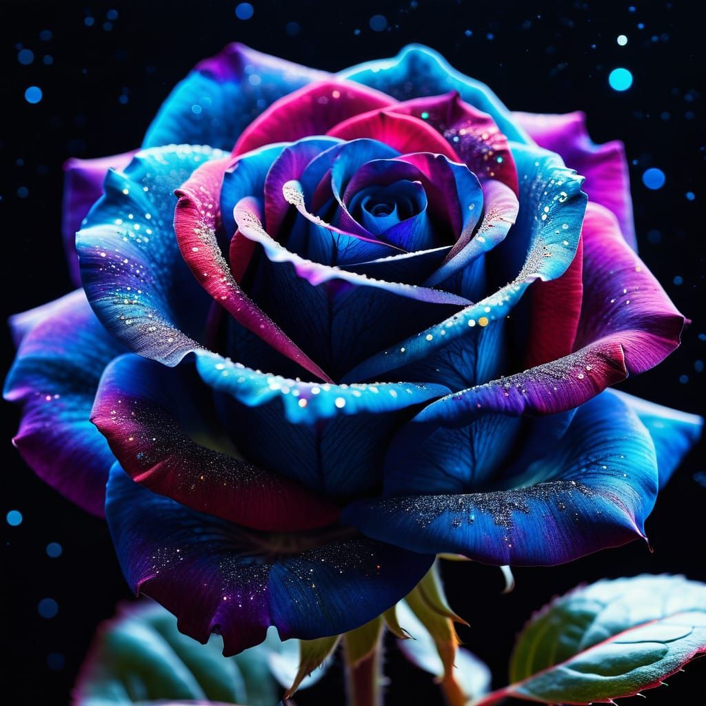Galaxy Rose - Starry Night Rose Blooms in Cosmic Glory