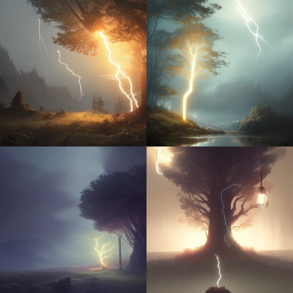 Magical Lightning Tree - AI Generated Artwork - NightCafe Creator