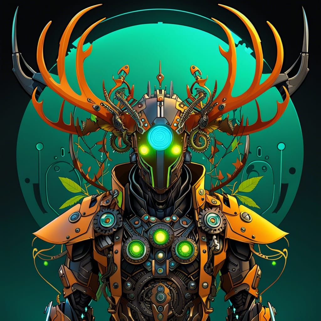 Solarpunk-style, male, full body, evil, futuristic, Biomancer, robotic ...