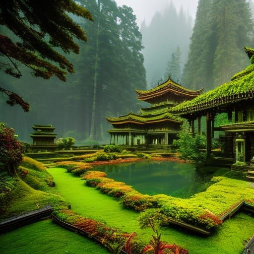 Mossy temple ruins - AI Generated Artwork - NightCafe Creator