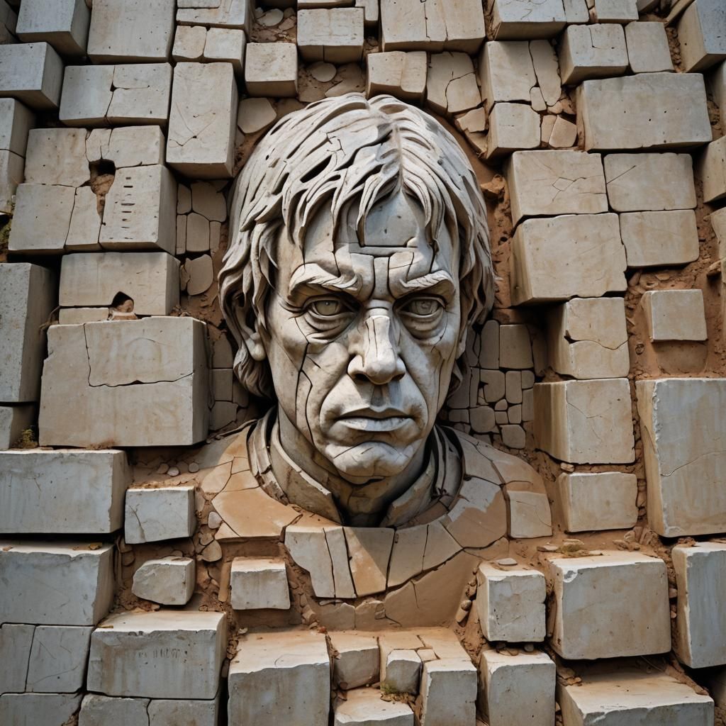 Luke skywalker portrait , vintage, a large old concrete , labyrinth ...