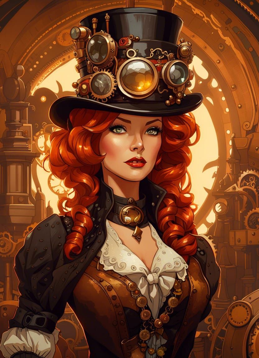 3632796239 Steampunk lady redhead enchanting portrait Brian Kesinger ...