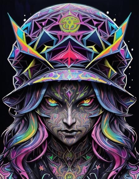 (Hyper detailed artwork of a evil king in psychedelic glowing colors:1 ...