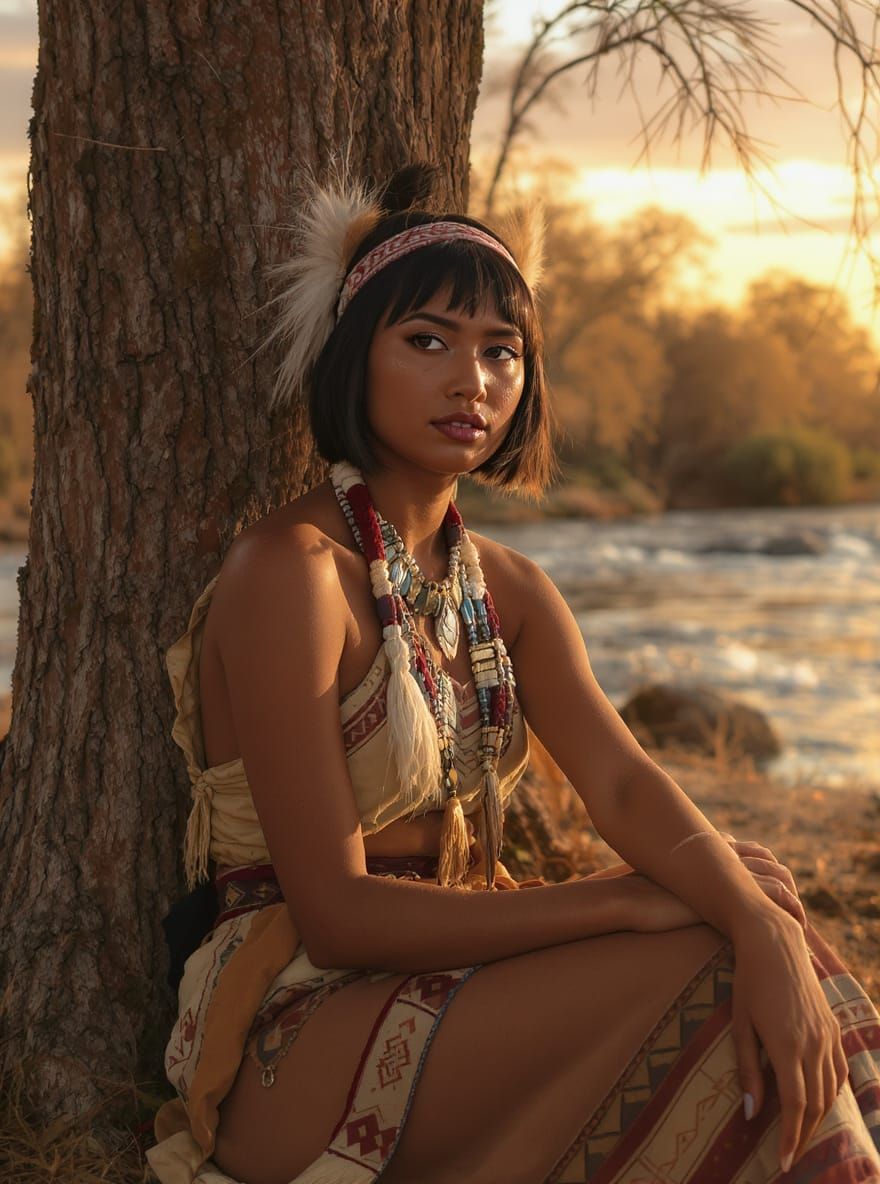 Native Model Portrait with Traditional Dress in Go... - AI Art