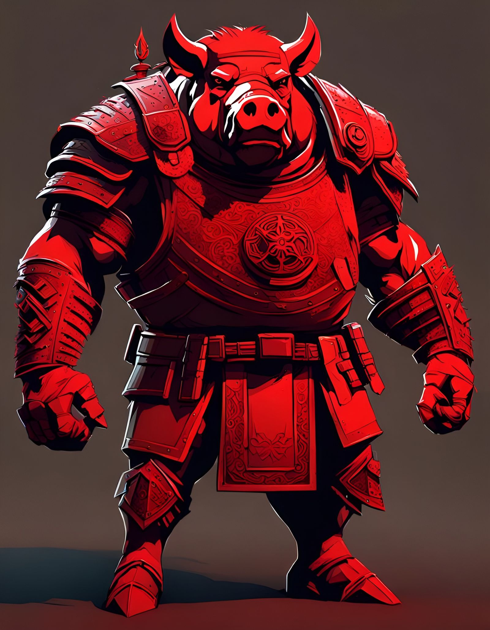 A fantastically intricate yet simplistic rendering of A war pig in ...