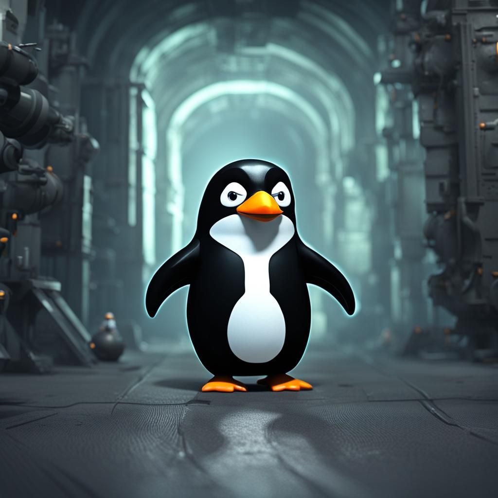 Cute penguin secret agent in the enemy base. - AI Generated Artwork ...