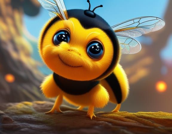 Cute Cartoon Bee - AI Generated Artwork - NightCafe Creator