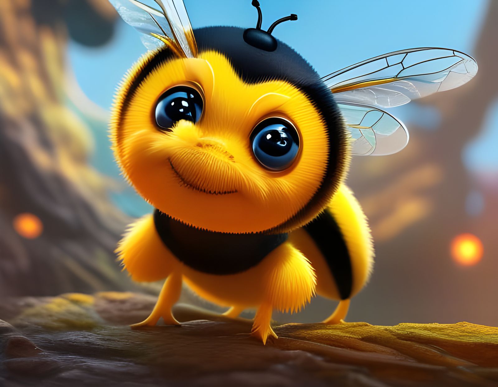 Cute Cartoon Bee - AI Generated Artwork - NightCafe Creator
