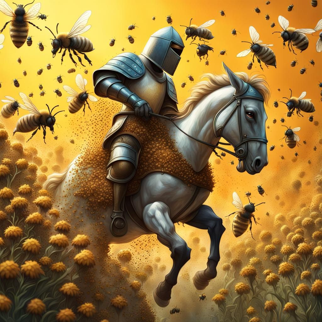 A knight on a horse swarmed by bees - AI Generated Artwork - NightCafe ...