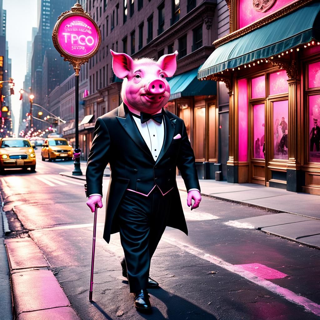 Handsome Elegant Pink Pig wearing Tuxedo - AI Generated Artwork ...