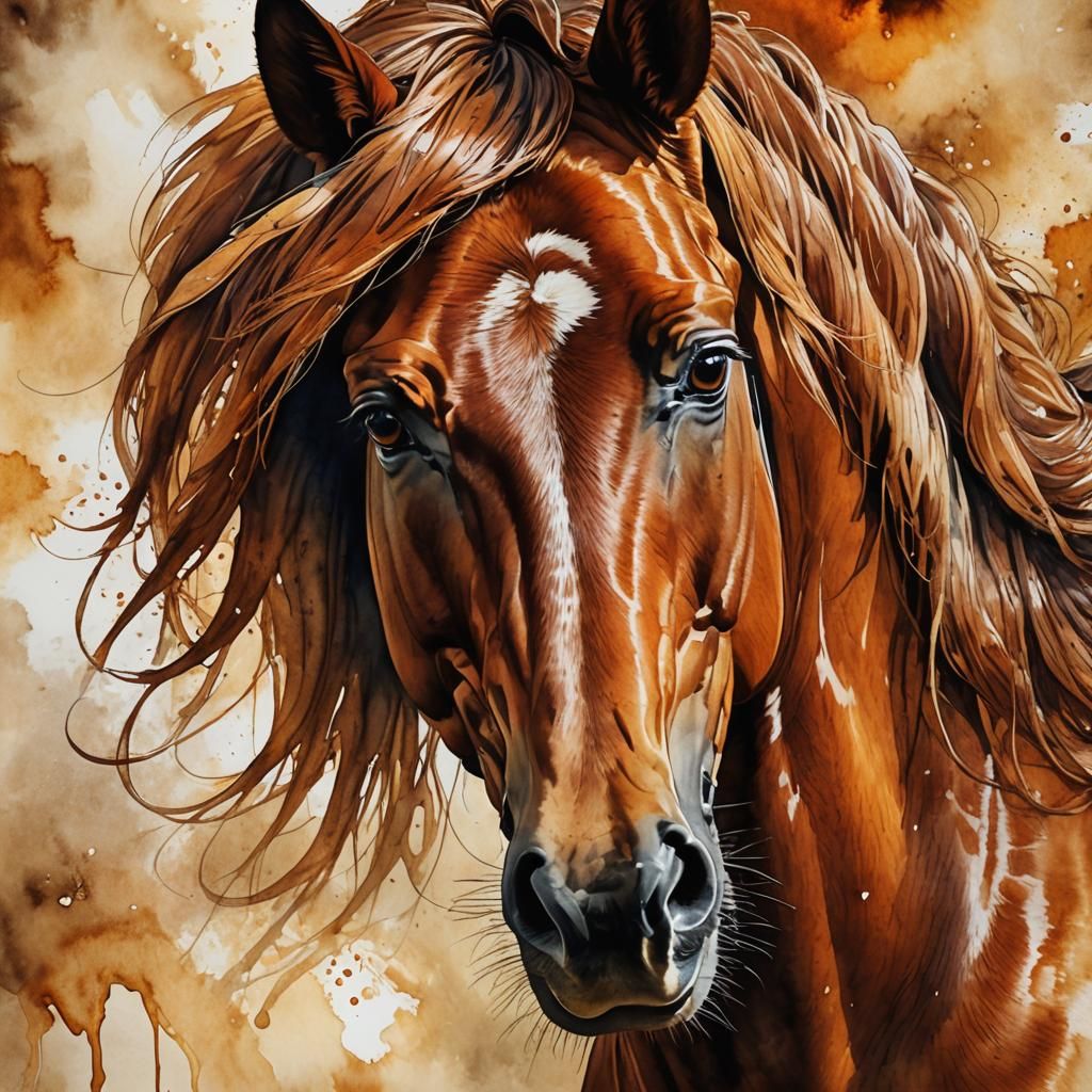 A curious chestnut horse. - AI Generated Artwork - NightCafe Creator