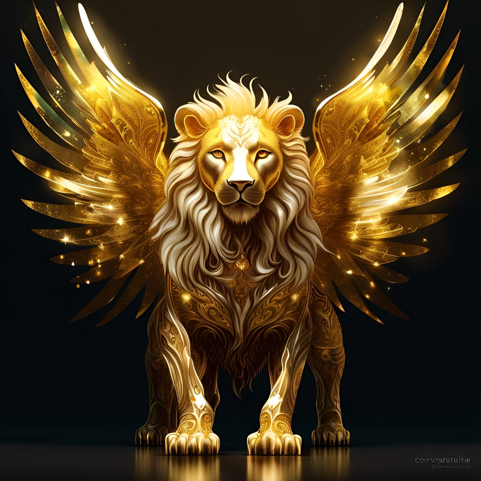Angelic Golden Lion - AI Generated Artwork - NightCafe Creator