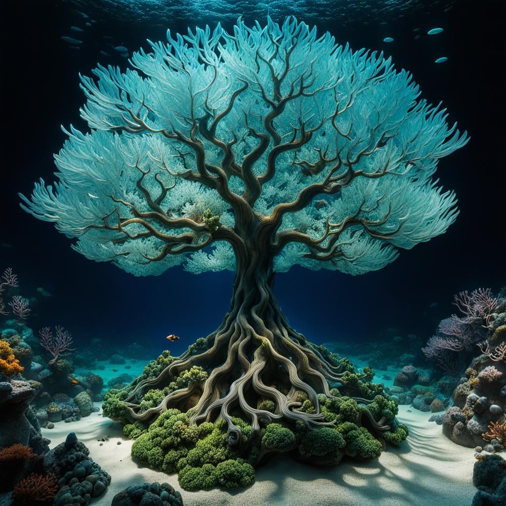 Underwater Glass Tree - AI Generated Artwork - NightCafe Creator