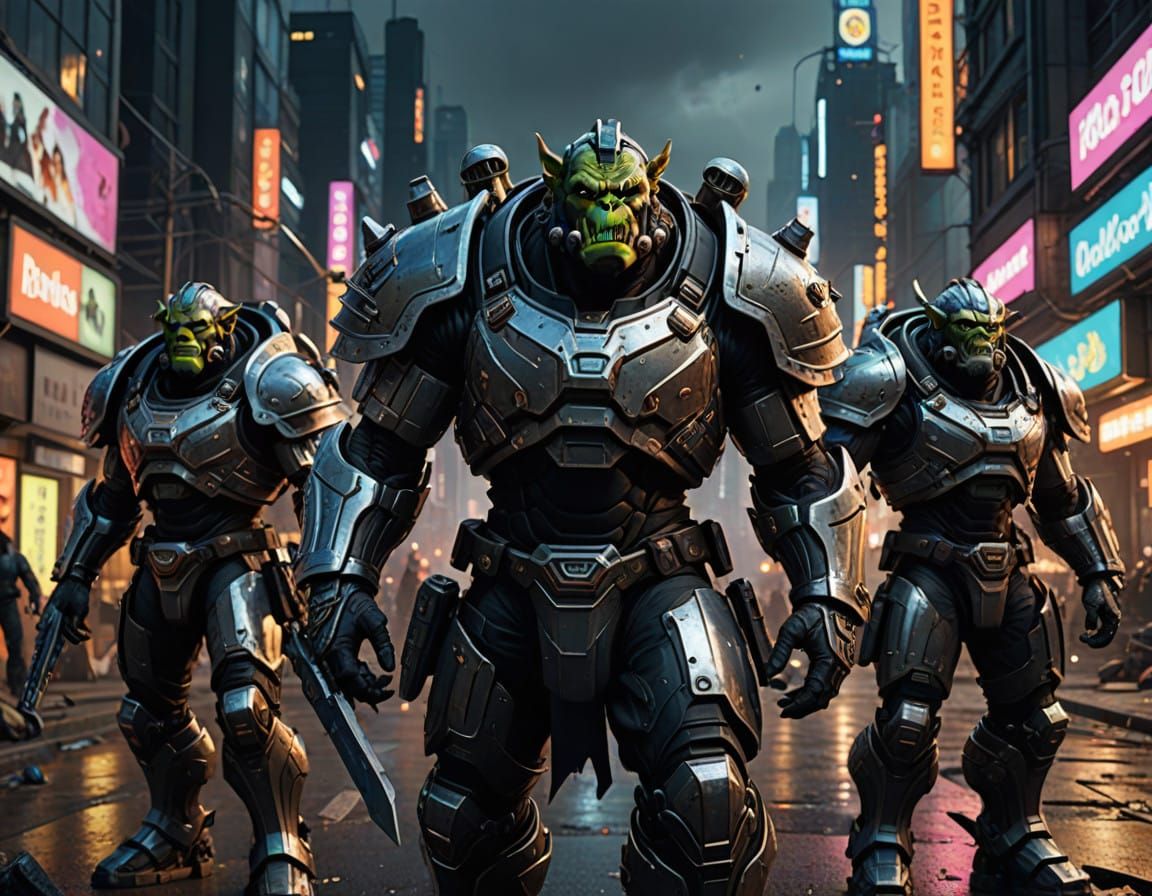 Sci-fi Orcs with upgraded weapons - Cybernetic Orcs Prepare ...