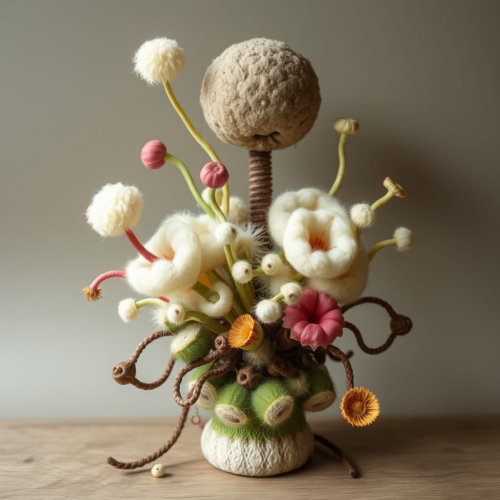 Woolly House Plant - Dreamlike Surreal Woolly Plant Scene