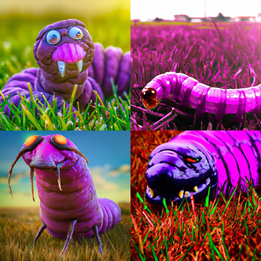jonas! the mystical, magical evil purple worm on purple grass with ...