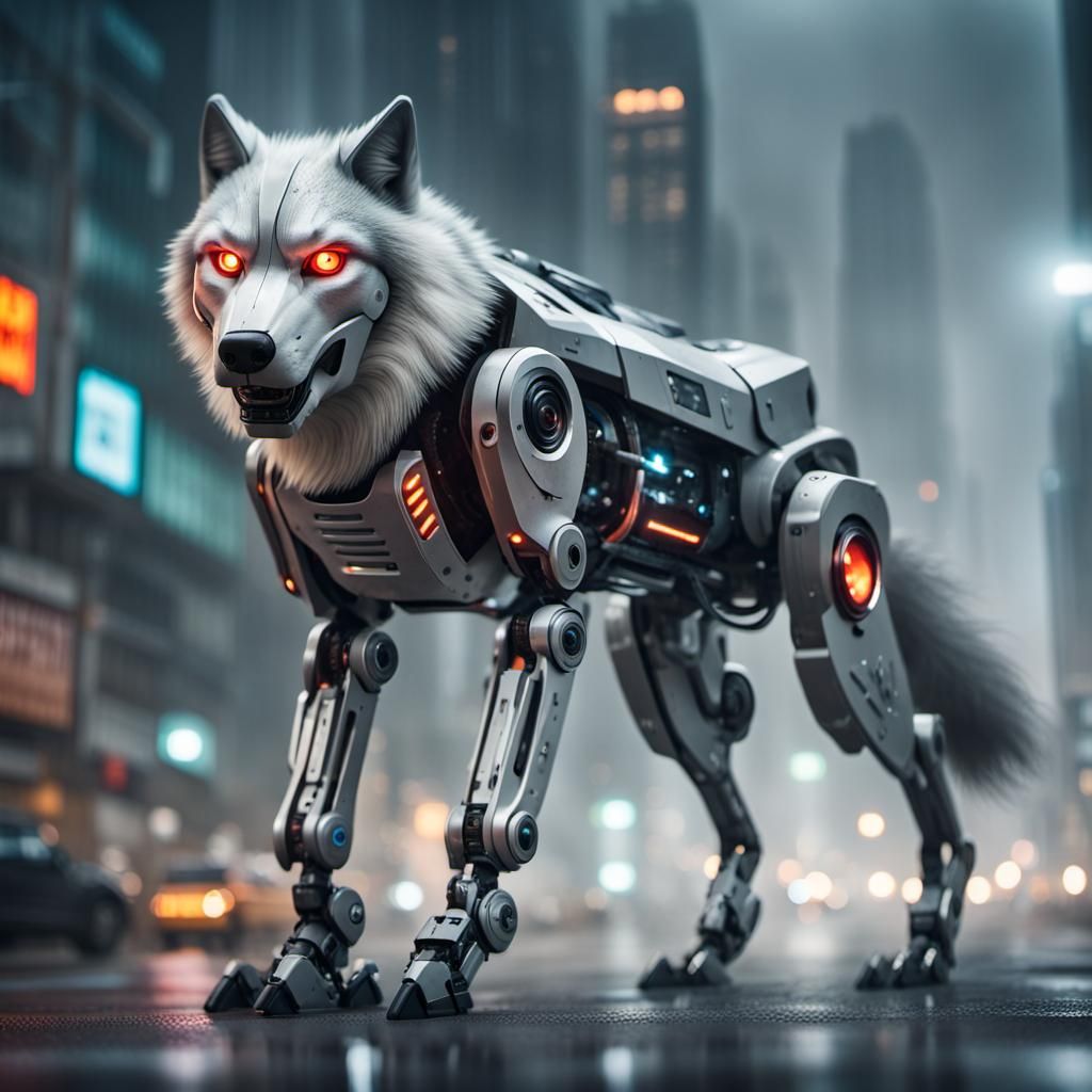 Cyber wolf - AI Generated Artwork - NightCafe Creator