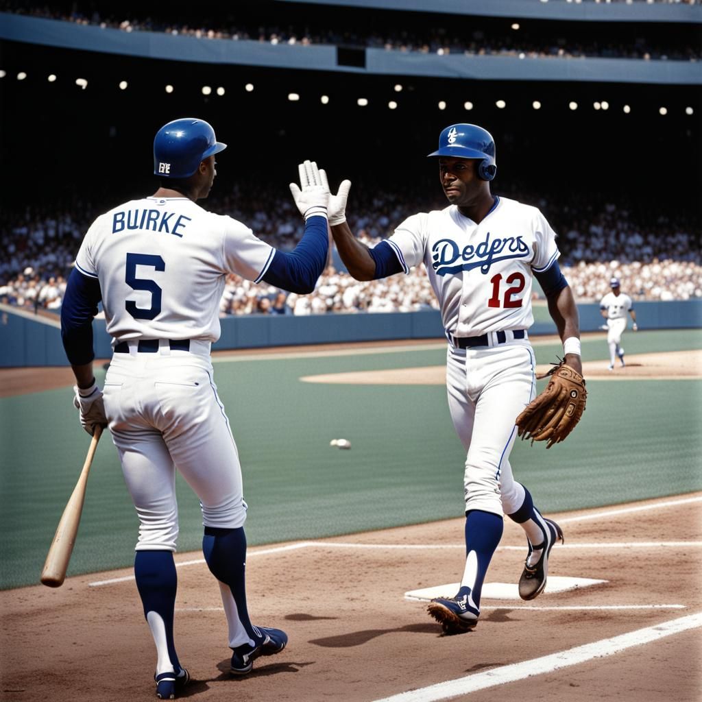 Glenn Burke in the act of giving the first high five in history - AI ...