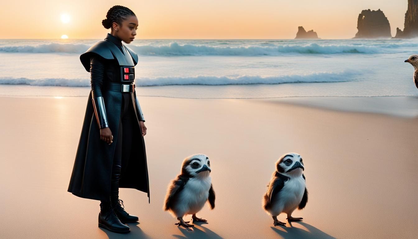 Mae at sunset... and porgs - AI Generated Artwork - NightCafe Creator