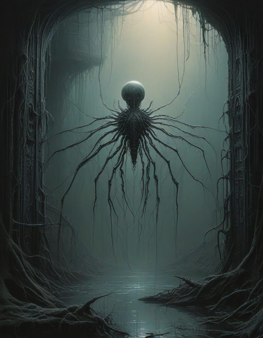 Nightmare Vision - Majestic Cobweb Glistens in Ethereal Morn...