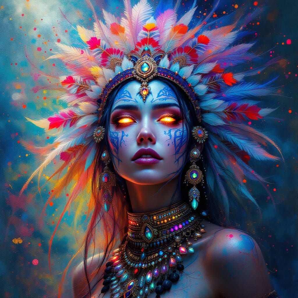 Glowing eyes - Ethereal Shaman Queen Radiates Mystical Energ...