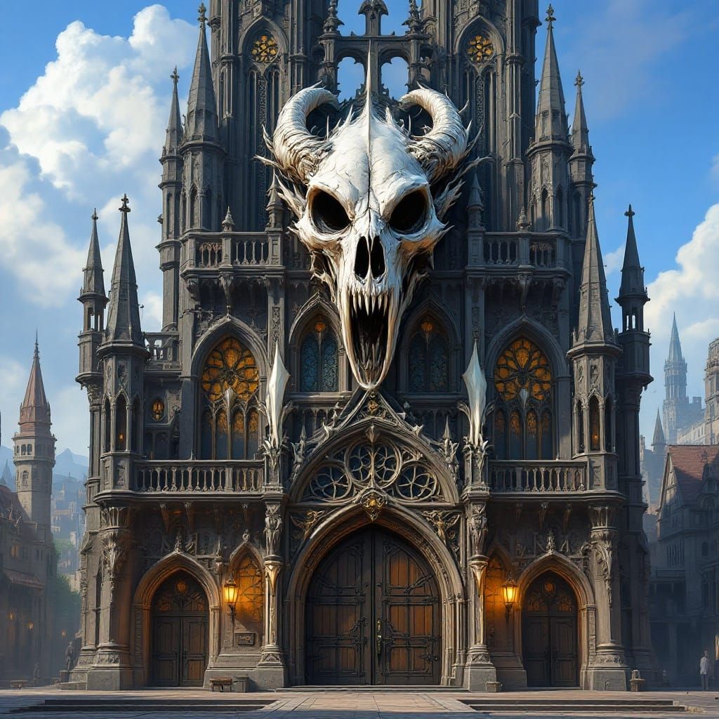 Gothic Guild Hall of the Beast Slayers in Dark Fan... - AI Art