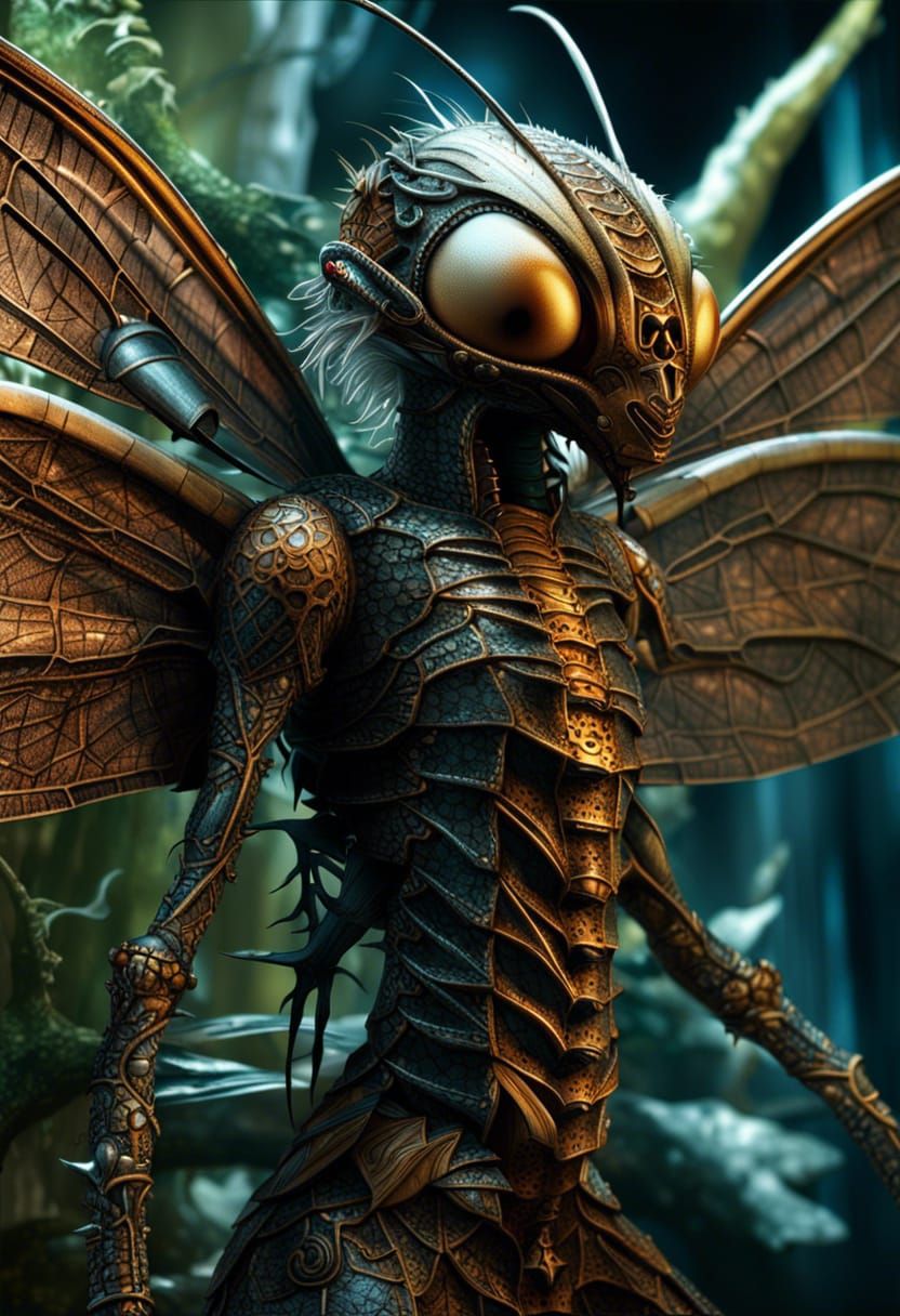 An elaborate mutant dragonfly ::Mi-Go, insectoid creatures with fungal ...