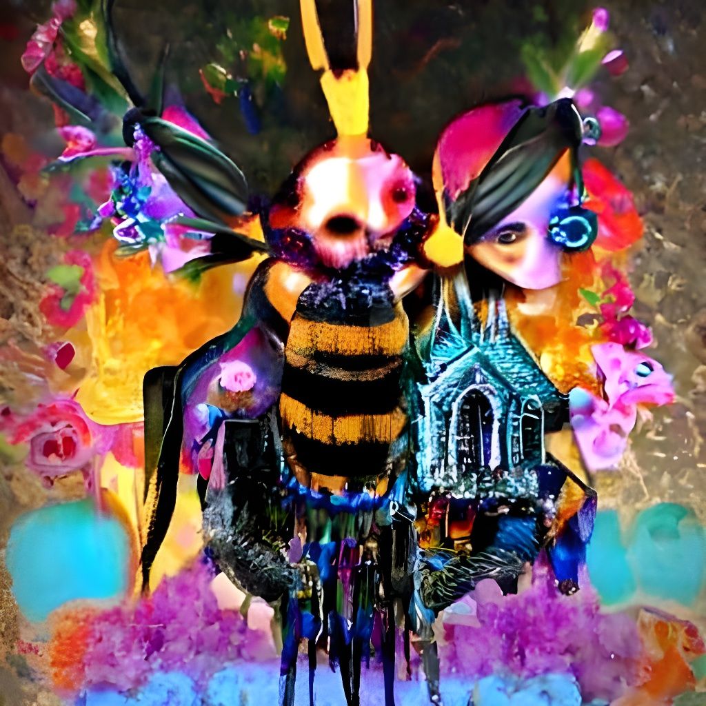 Bee gothic art folk art psychedelic art mysterious complex elaborate ...