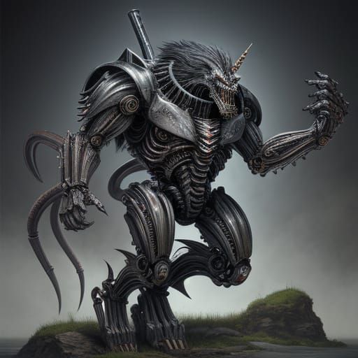 Gigeresque Fusion of Mythical Beasts - AI Art