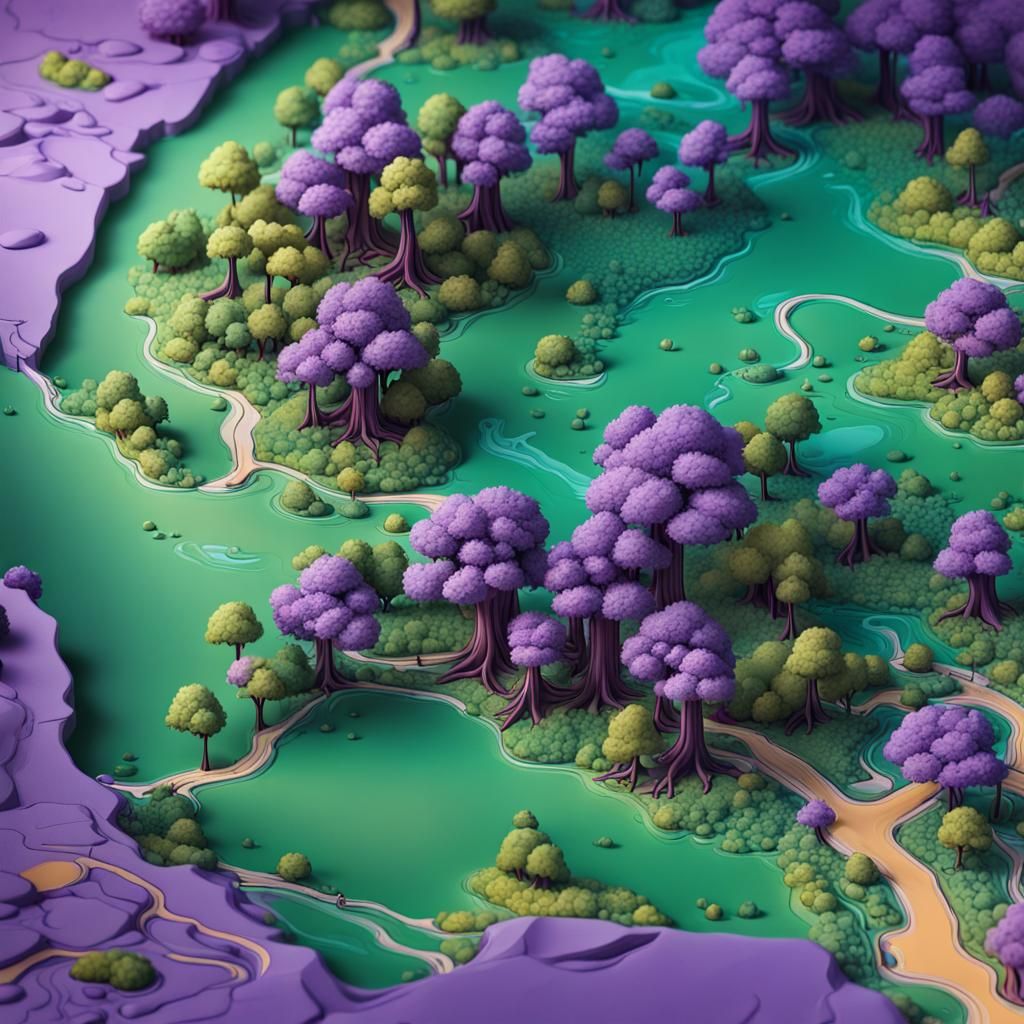 Jacaranda Forest map - AI Generated Artwork - NightCafe Creator