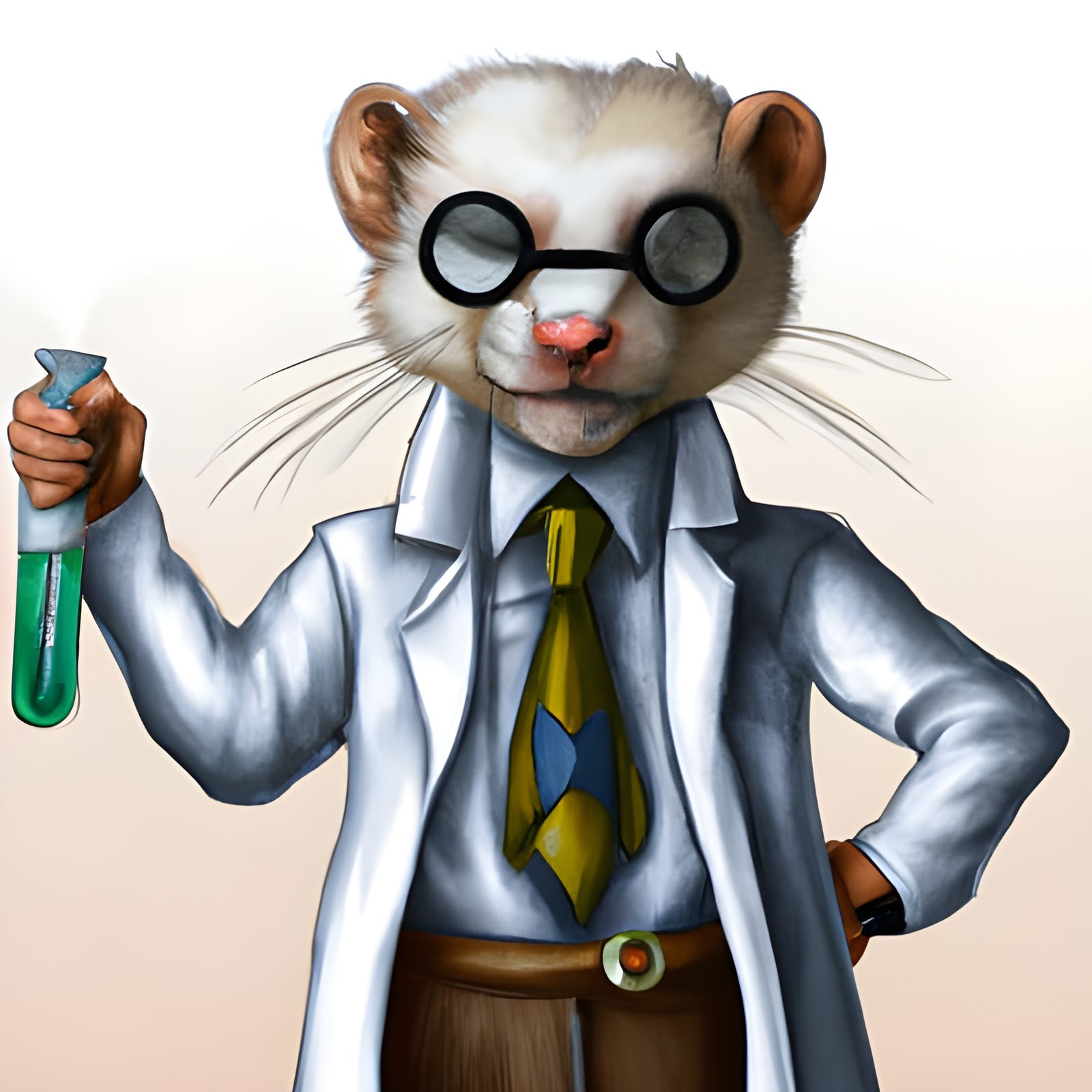 Realistic ferret dressed up like a scientist - AI Generated Artwork ...