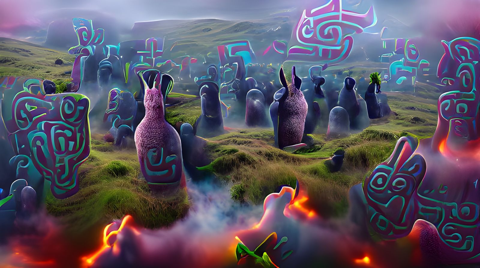 Bunny cult summoning Cthulhu at Easter island. trending on Artstation ...
