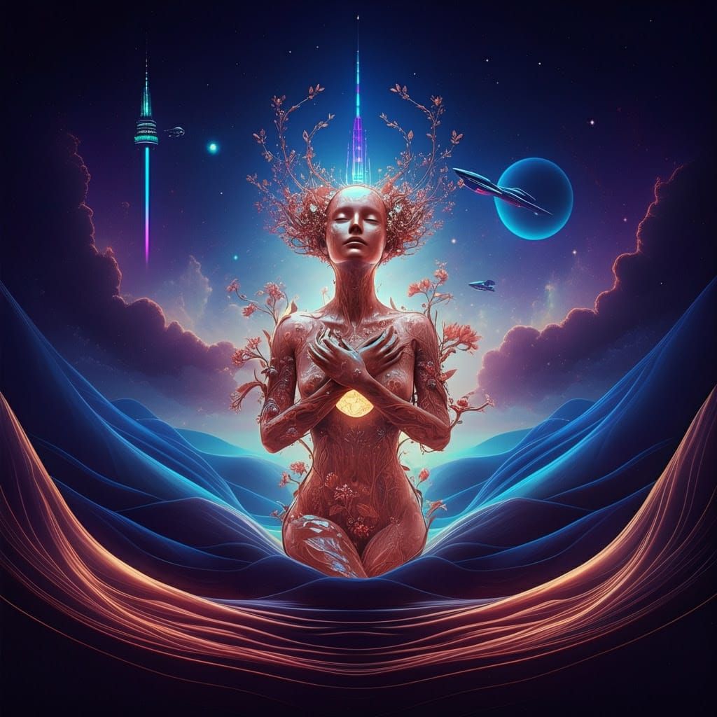 Gaia 1 by Imagen - Ethereal Goddess in Cosmic Cyberpunk Land...