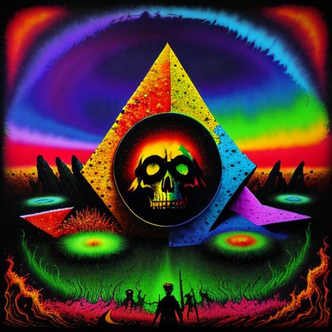 psychedelic rock metal 70's album cover, 3d hallucination - AI ...